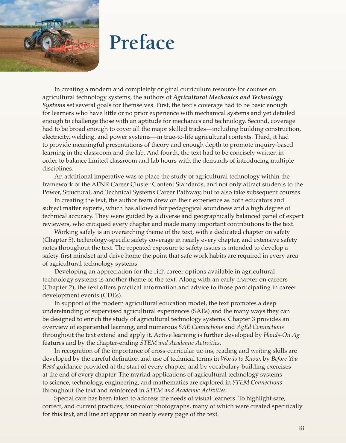 Agricultural Mechanics and Technology Systems, 1st Edition page iii