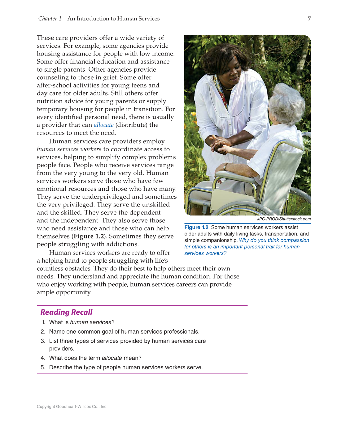 Principles of Human Services, 1st Edition page 7