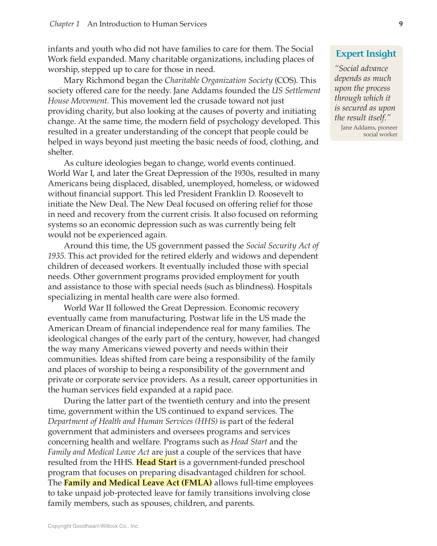 Principles of Human Services, 1st Edition page 9