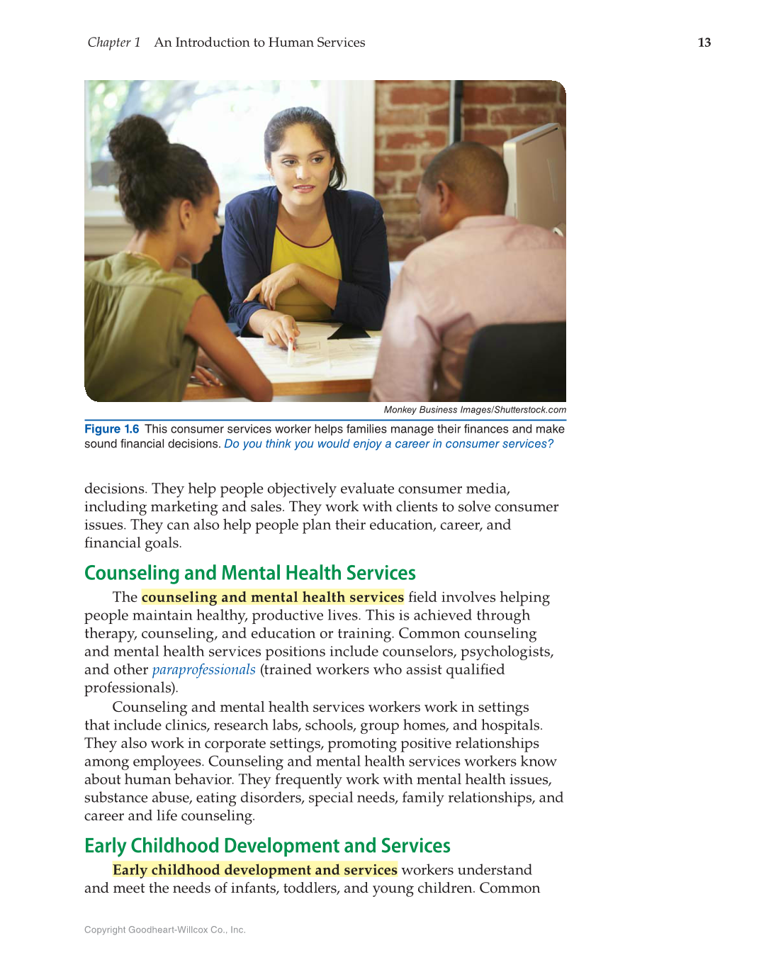 Principles of Human Services, 1st Edition page 13