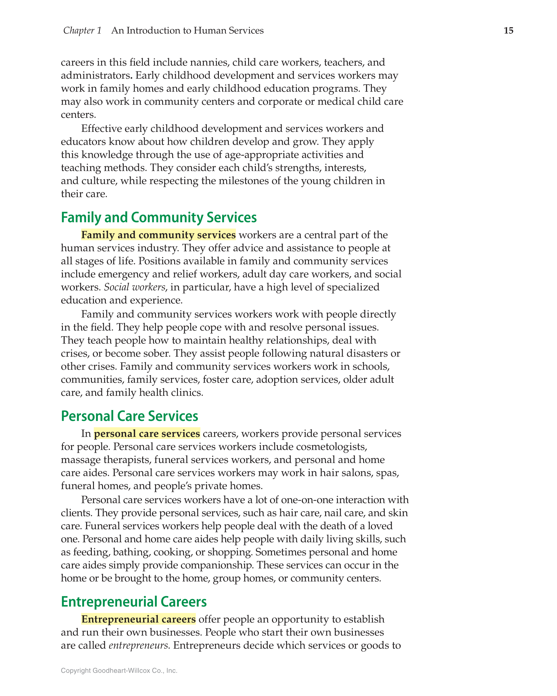 Principles of Human Services, 1st Edition page 15