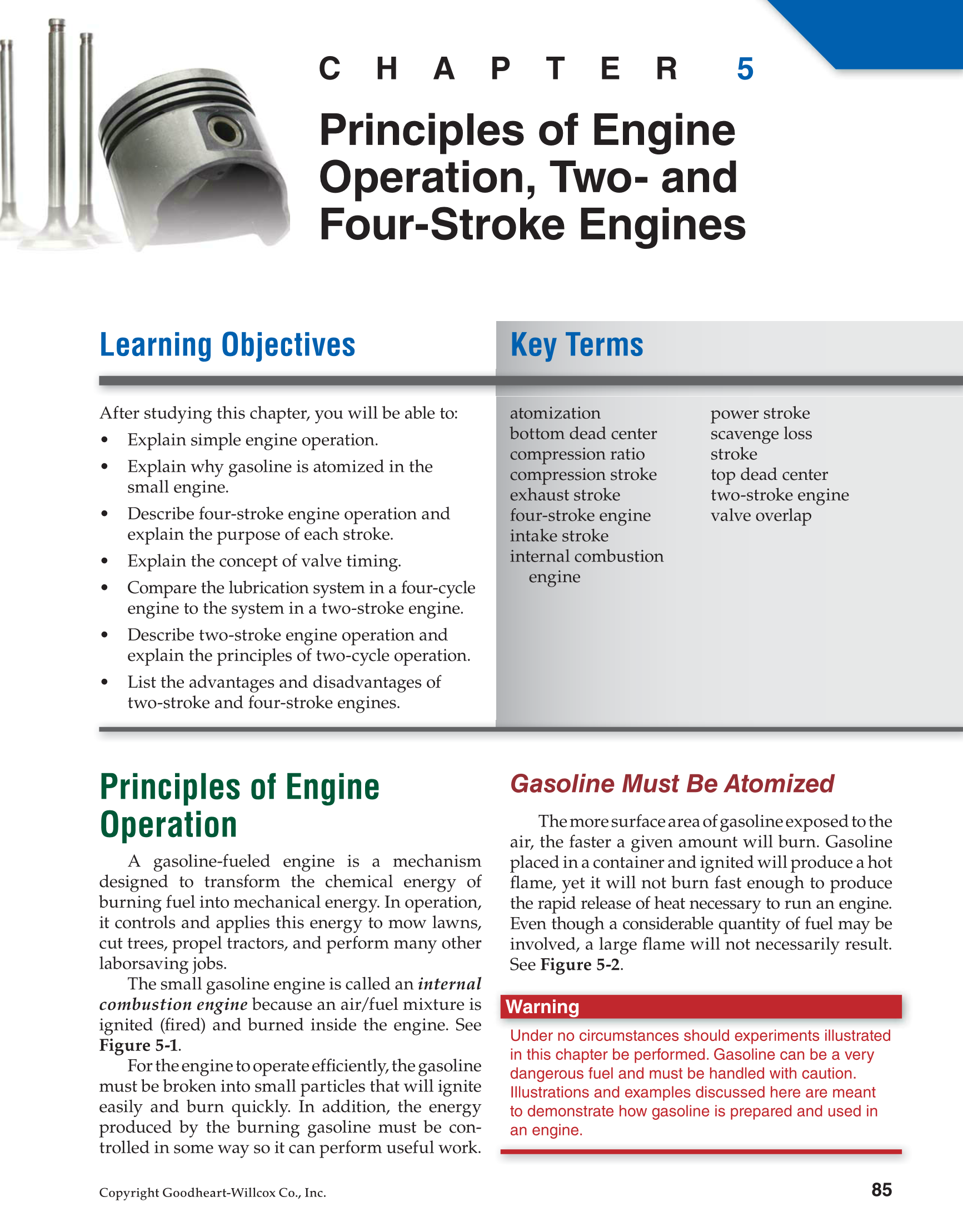 Small Gas Engines, 11th Edition page 85
