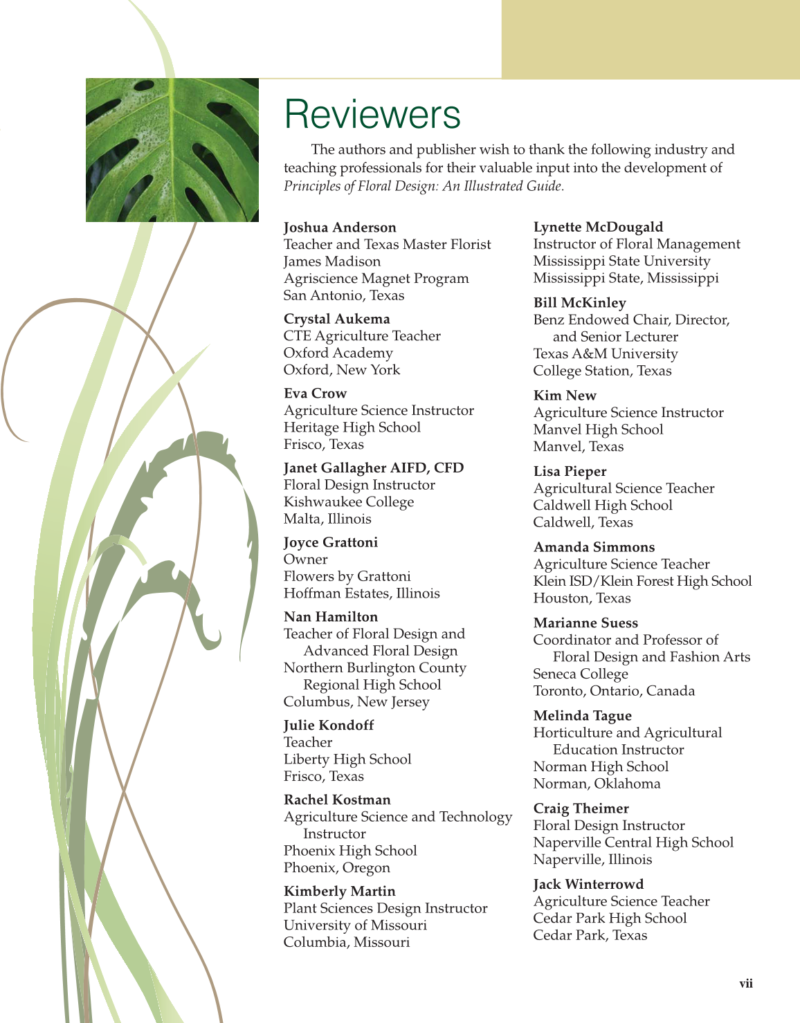 Principles of Floral Design, 1st Edition page vii