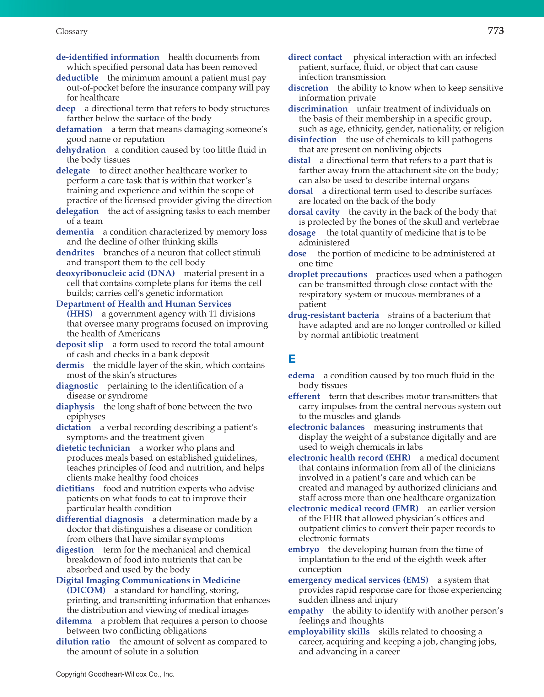 Introduction to Health Science: Pathways to Your Future, 1st Edition page 773