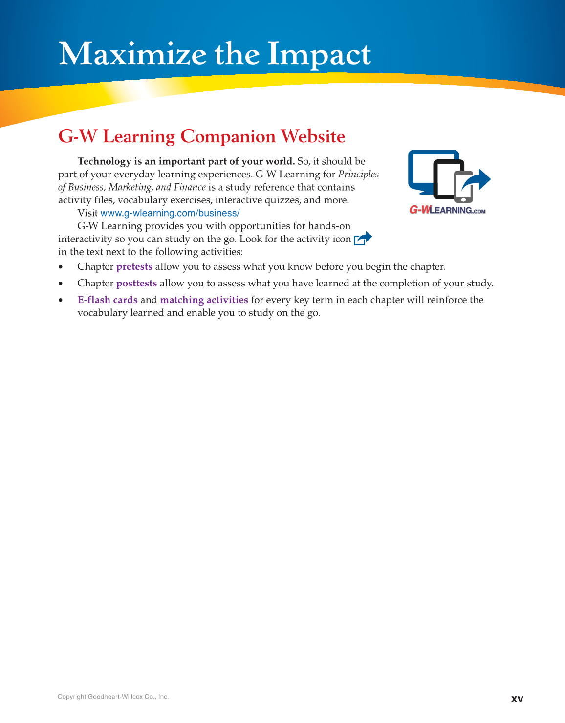 Principles of Business, Marketing, and Finance, 1st Edition page xv