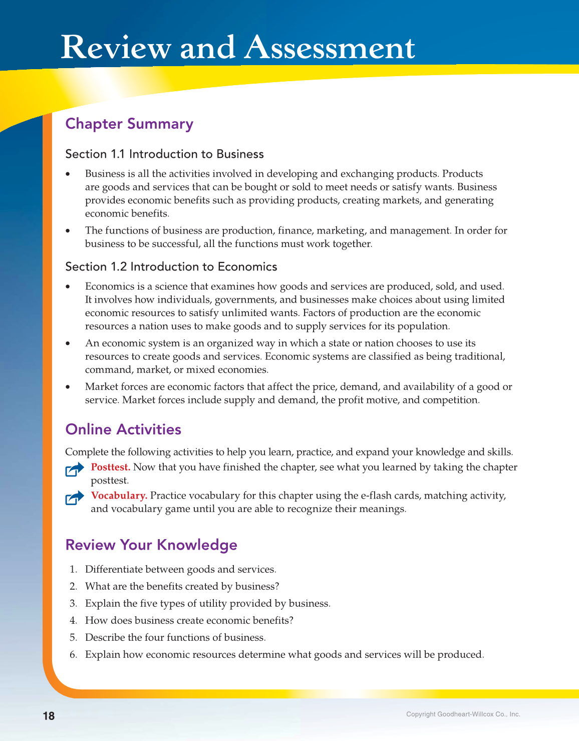 Principles of Business, Marketing, and Finance, 1st Edition page 18