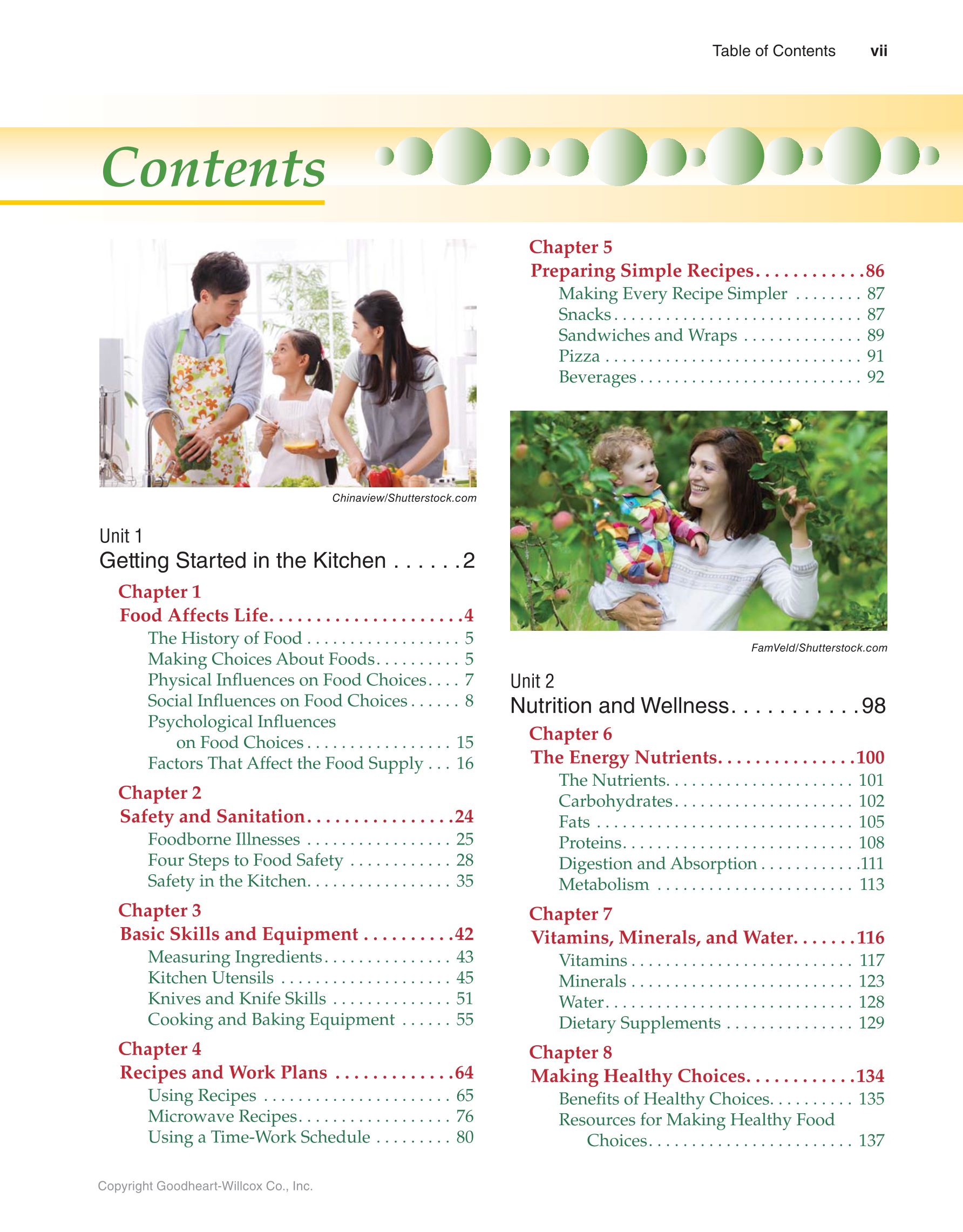 Guide to Good Food: Nutrition and Food Preparation, 14th Edition page vii