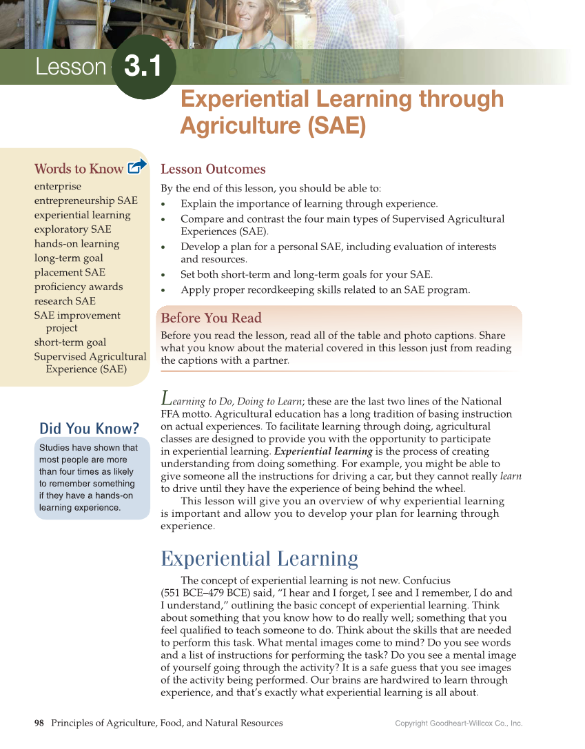 Principles of Agriculture, Food, and Natural Resources, 1st Edition page 98