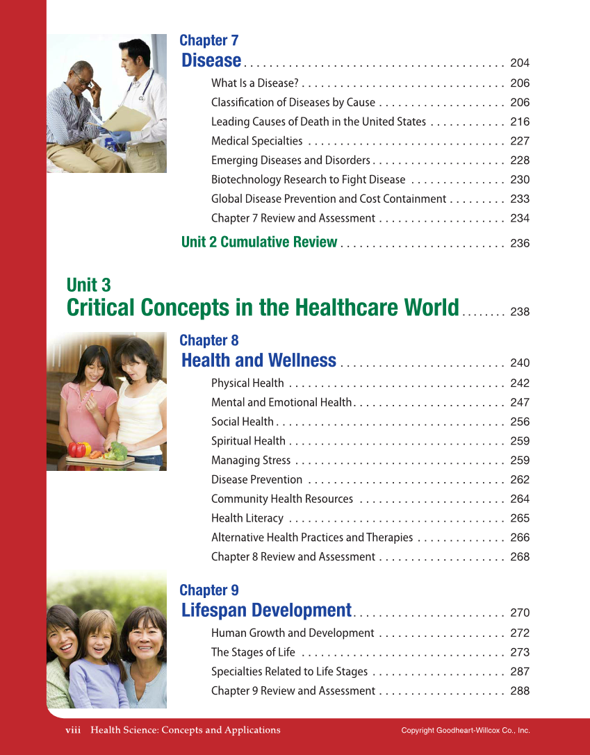 Health Science: Concepts and Applications, 1st Edition page viii