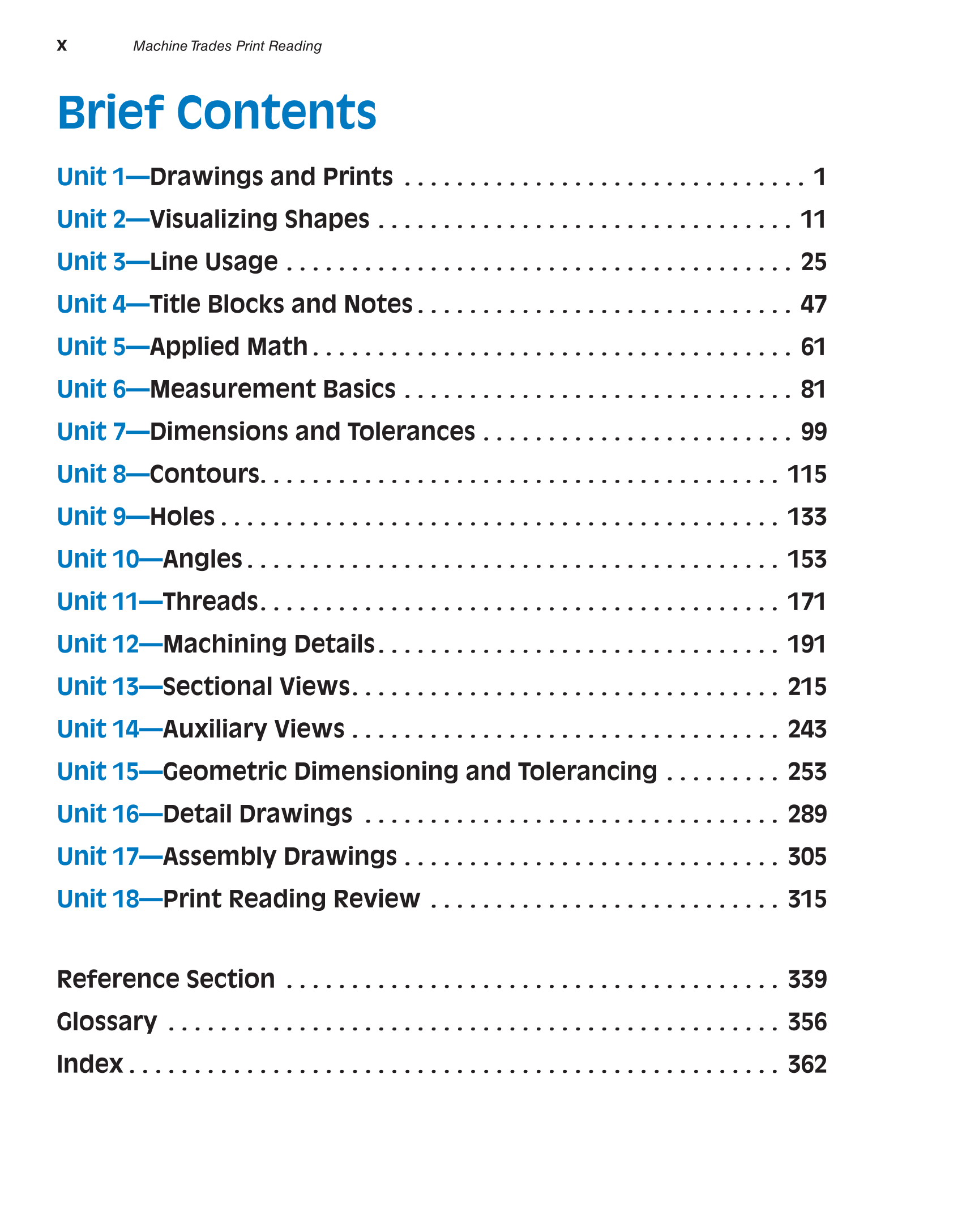 Machine Trades Print Reading, 6th Edition page x