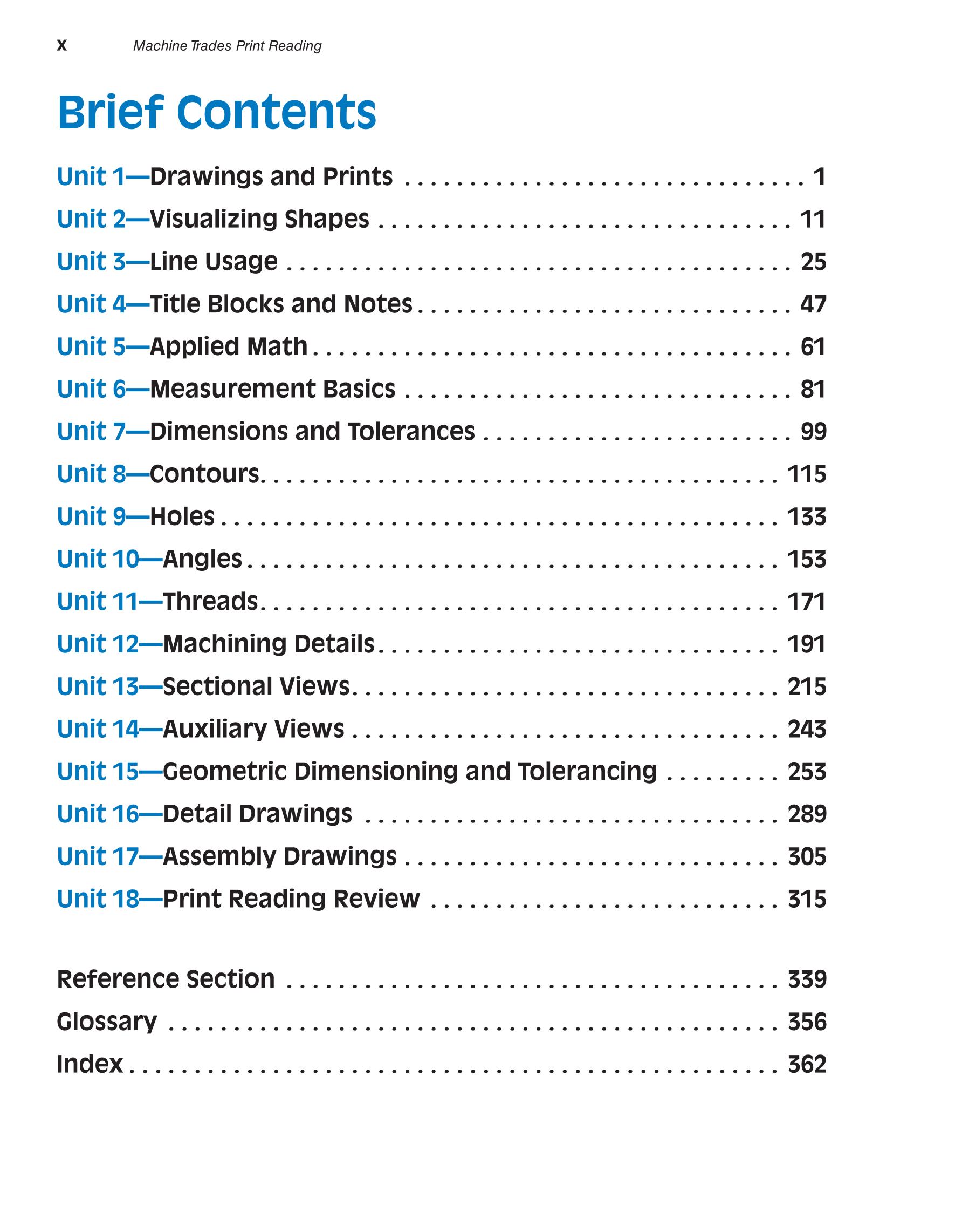 Machine Trades Print Reading, 6th Edition page x