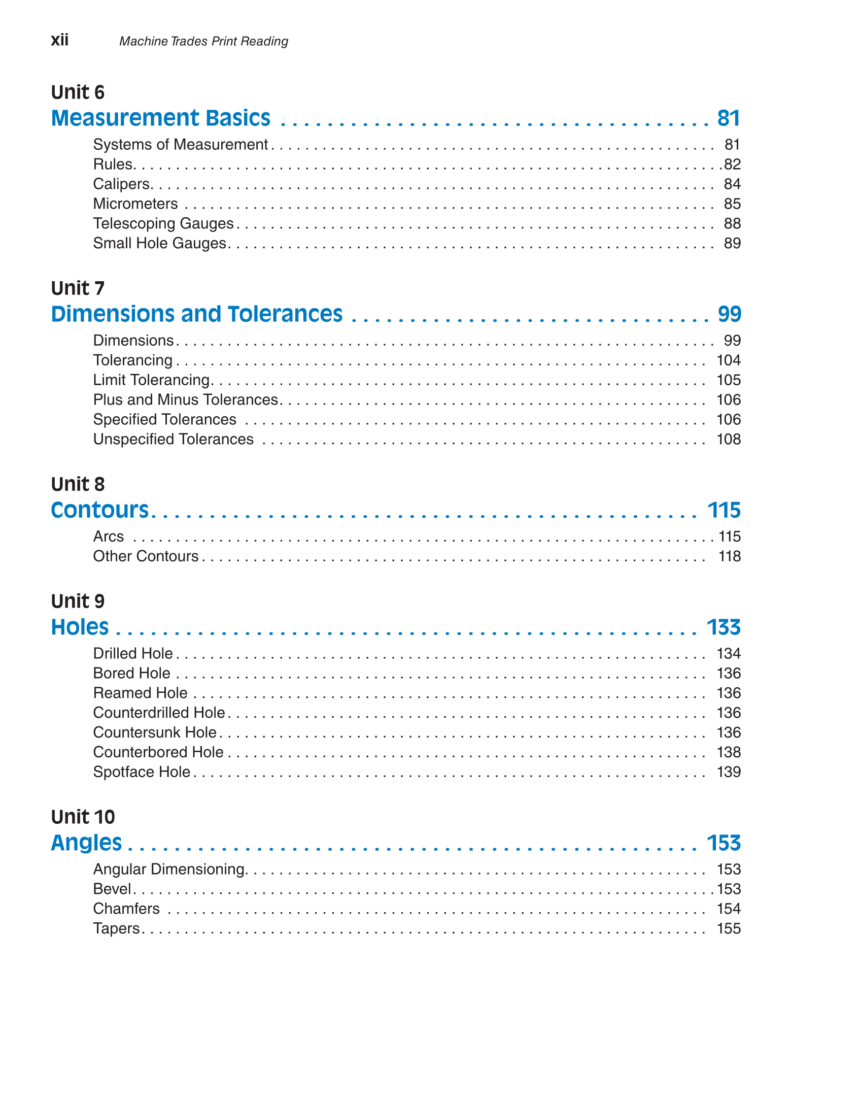 Machine Trades Print Reading, 6th Edition page xii