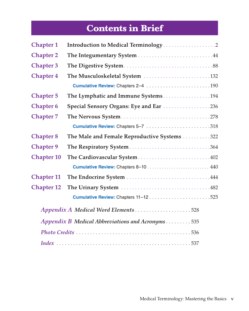 Medical Terminology: Mastering the Basics, 1st Edition page v Medical Terminology: Mastering the Basics, 1st Edition page v