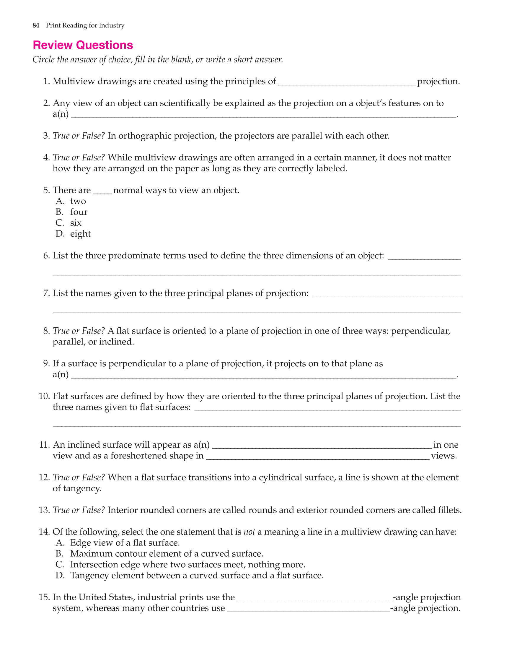 Print Reading for Industry, 9th Edition page 84