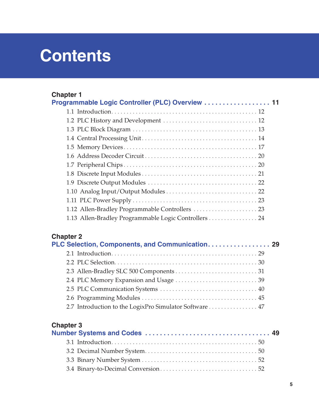 Programmable Logic Controllers, 3rd Edition page 5