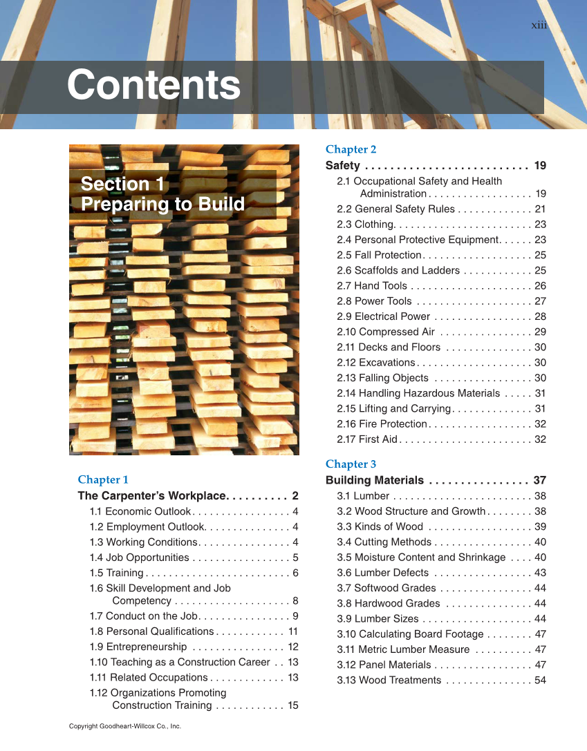 Modern Carpentry, 12th Edition page xiii