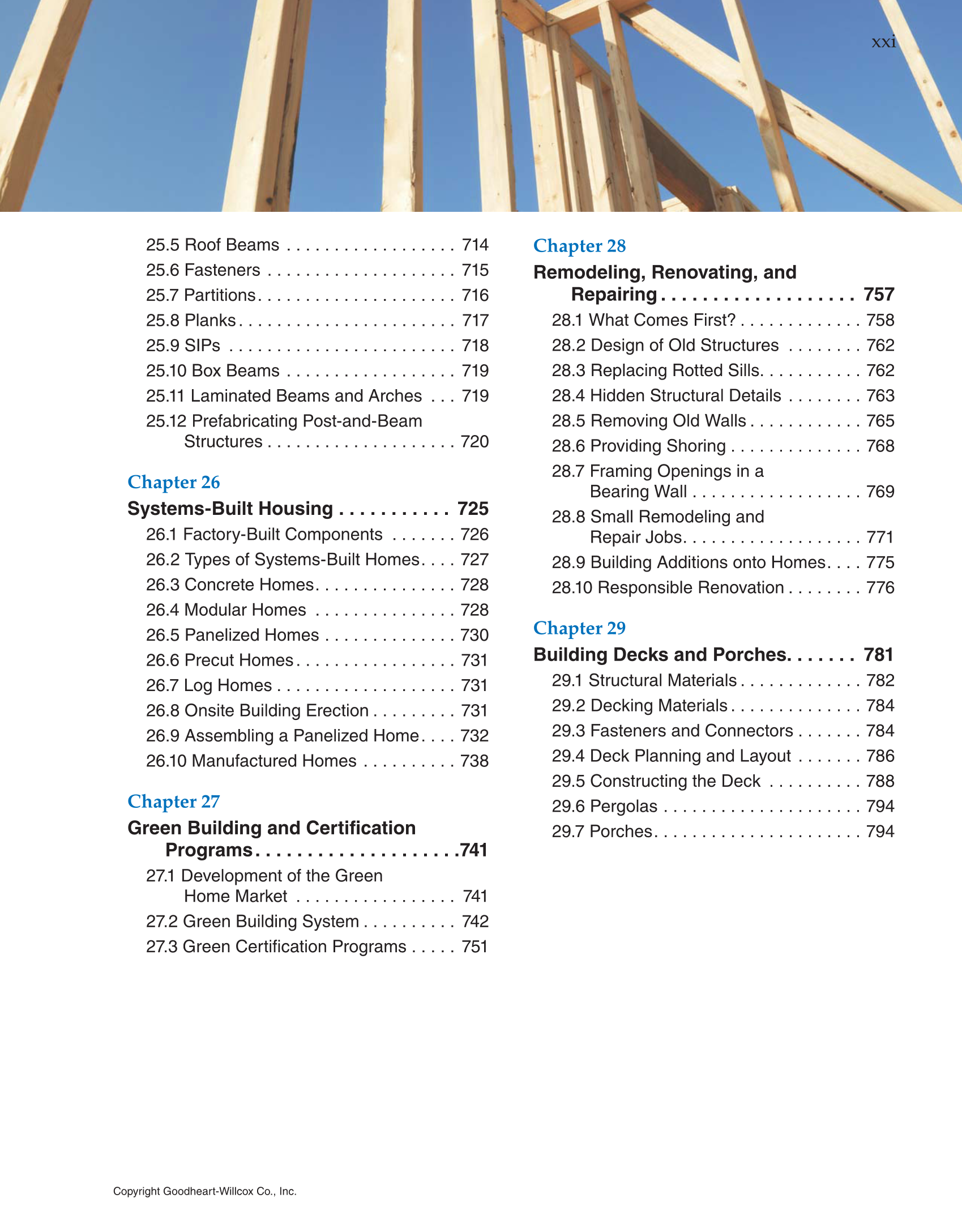 Modern Carpentry, 12th Edition page xxi
