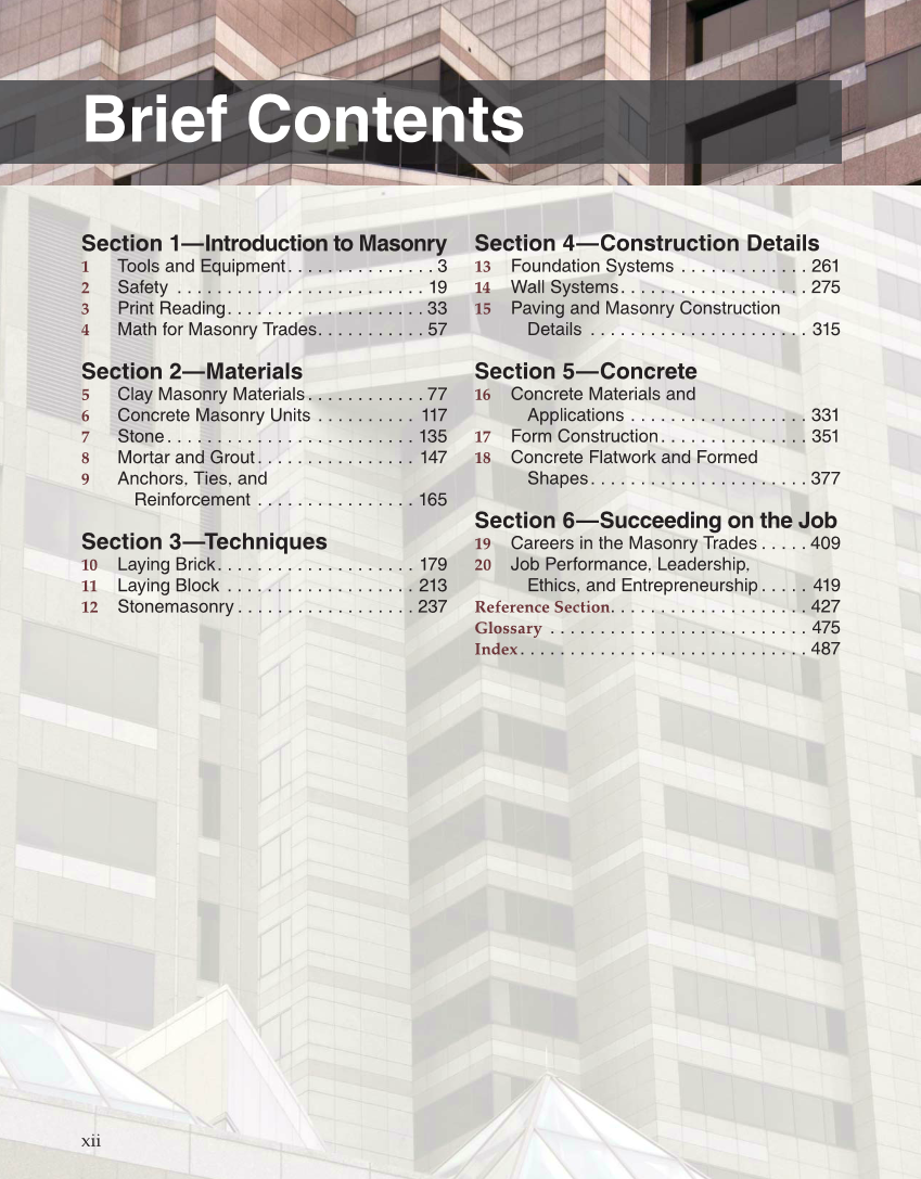 Modern Masonry: Brick, Block, Stone, 8th Edition page xii