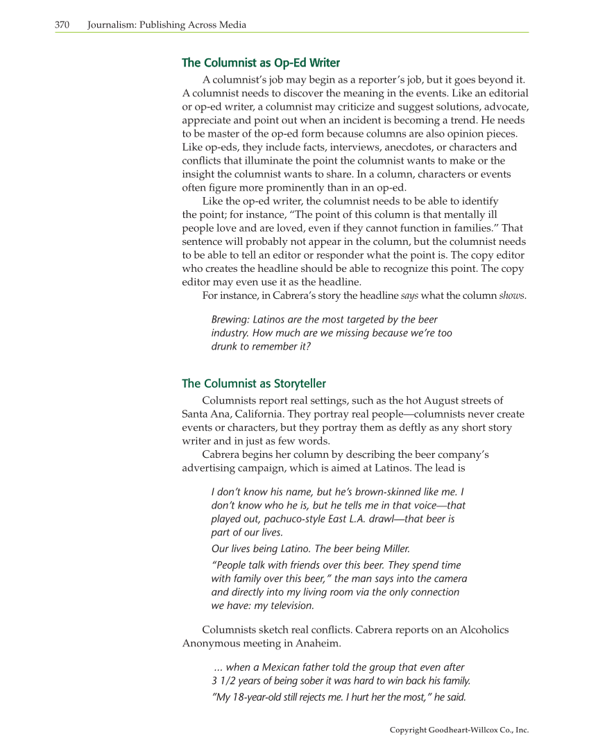 Journalism: Publishing Across Media, 1st Edition page 370