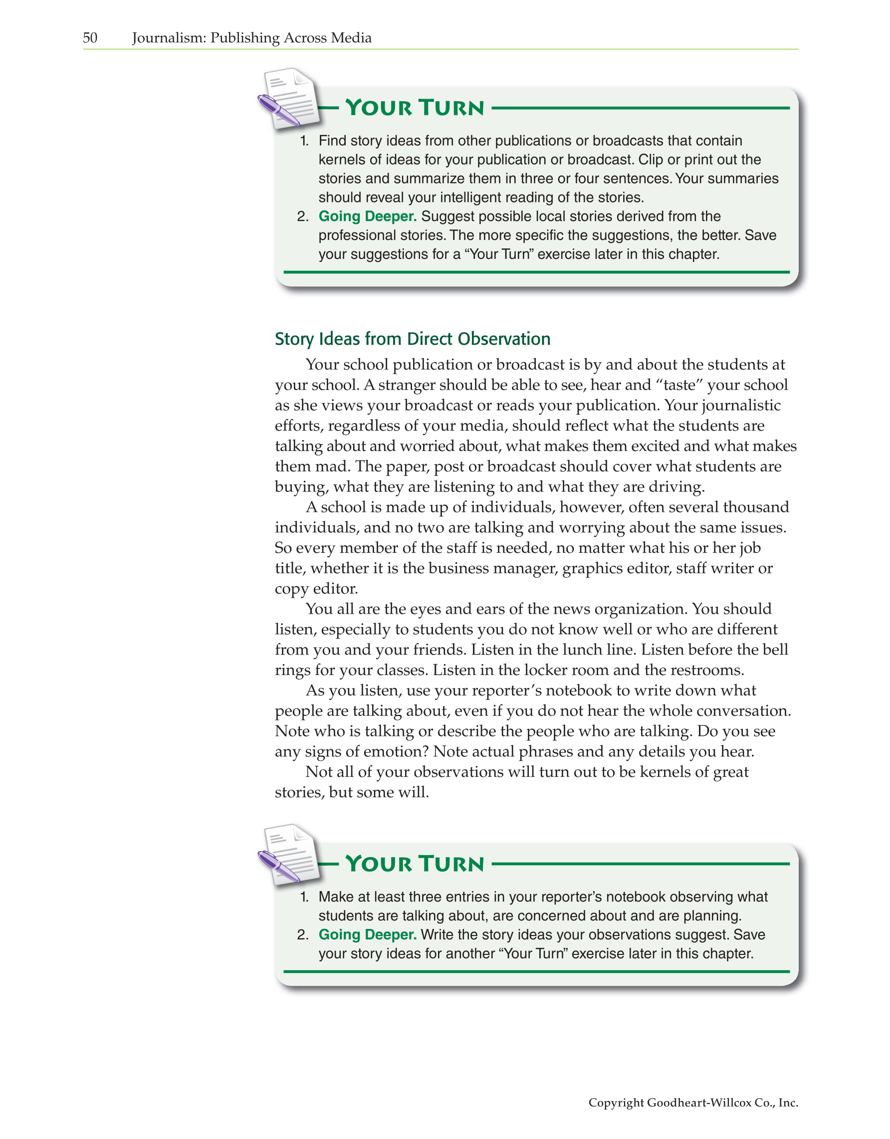 Journalism: Publishing Across Media, 1st Edition page 50