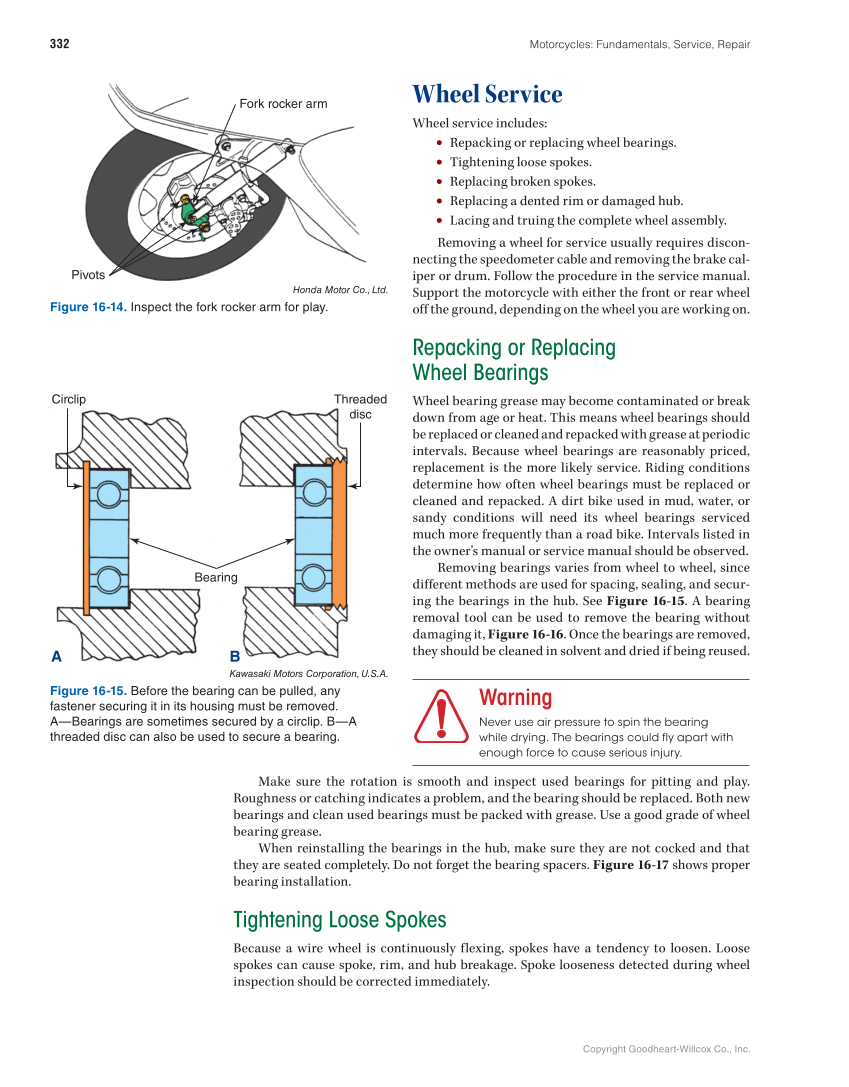 Motorcycles: Fundamentals, Service, Repair, 4th Edition page 332