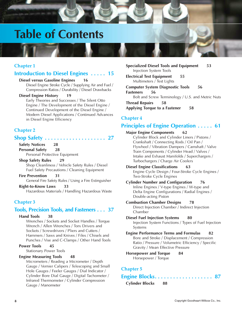 Diesel Technology, 8th Edition page 8