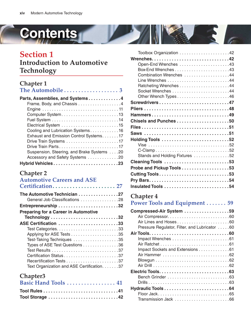 Modern Automotive Technology, 9th Edition page xiv