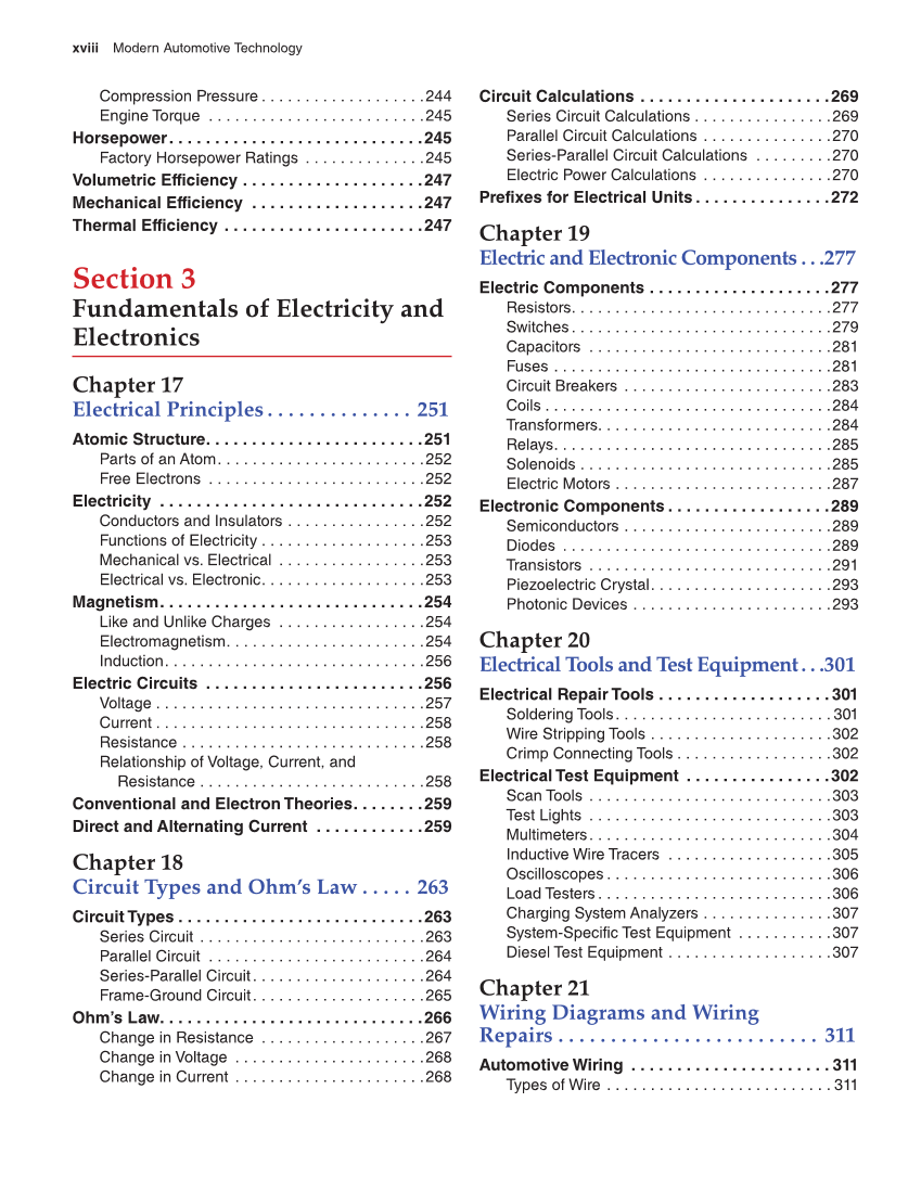 Modern Automotive Technology, 9th Edition page xviii