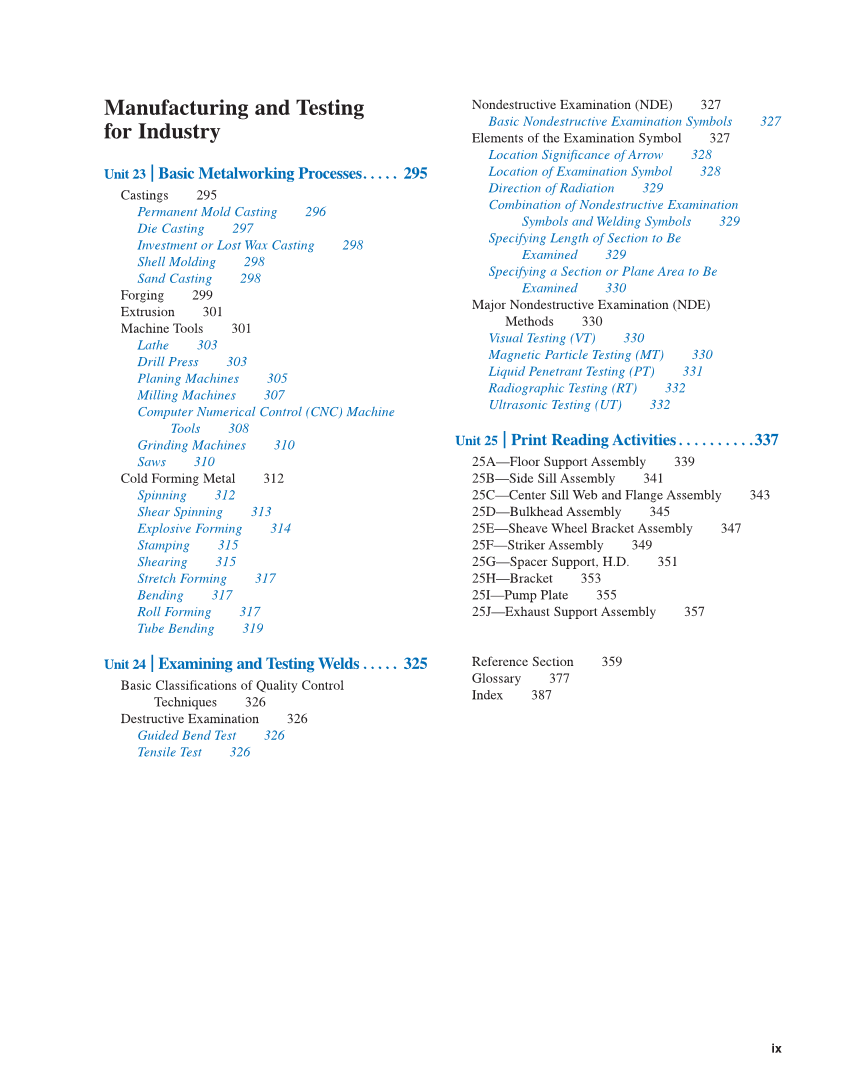 Welding Print Reading, 7th Edition page ix