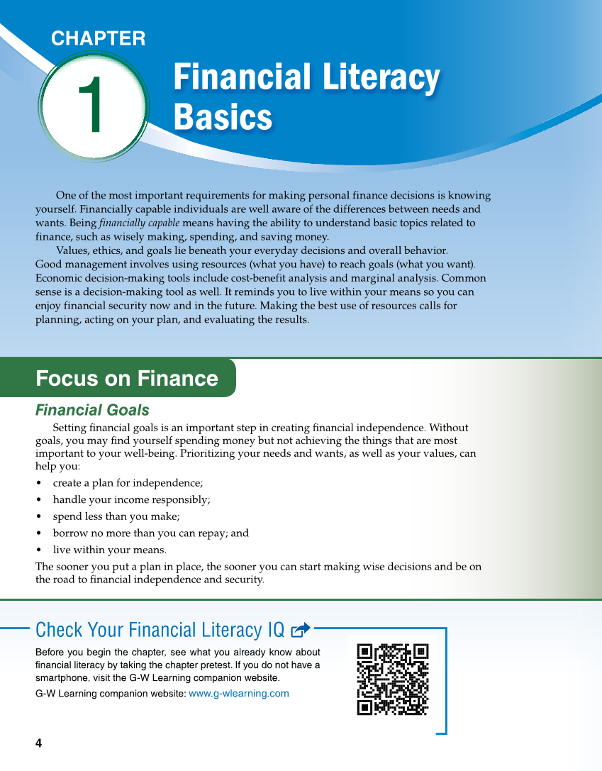 Foundations of Financial Literacy, 10th Edition page 4