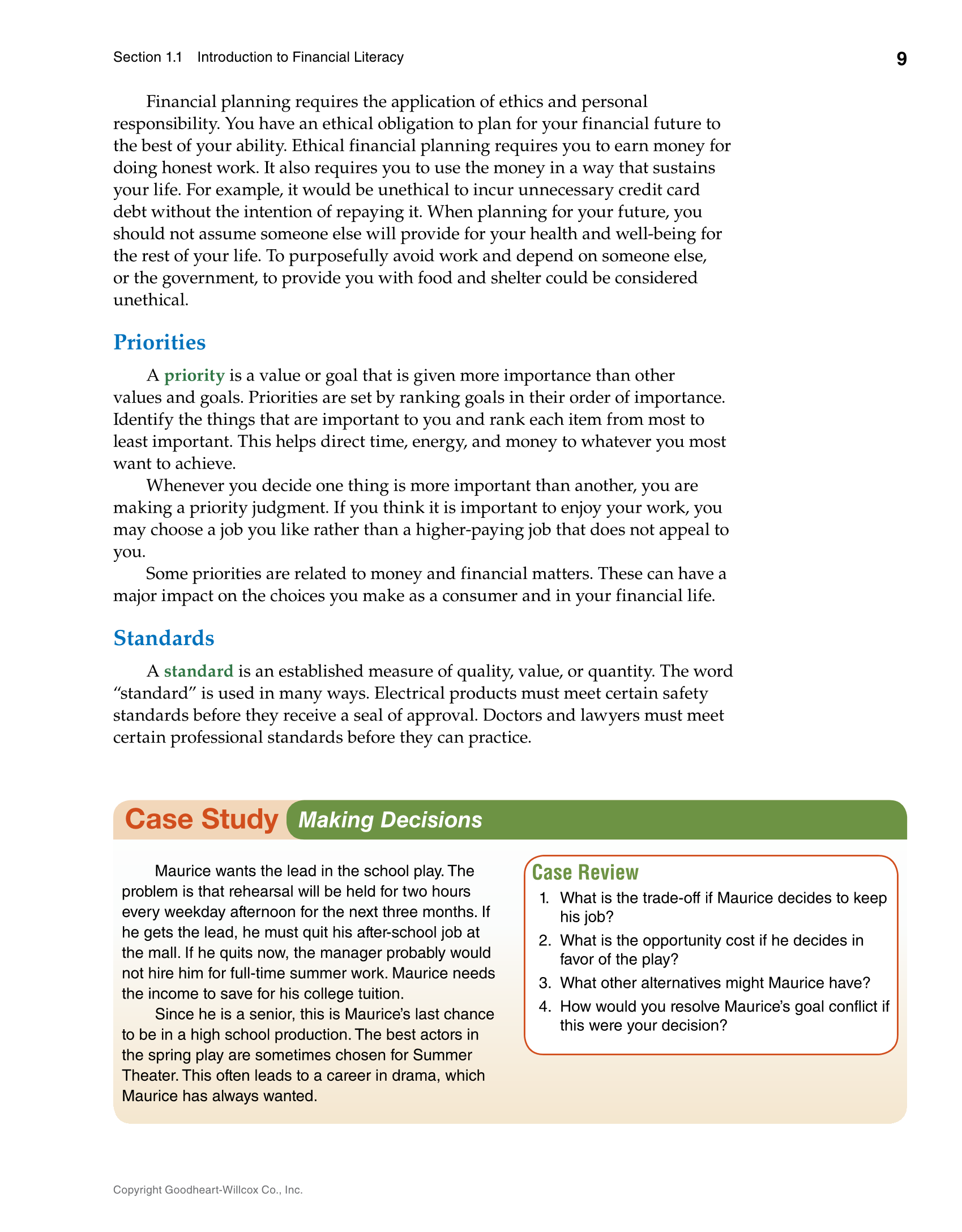 Foundations of Financial Literacy, 10th Edition page 9