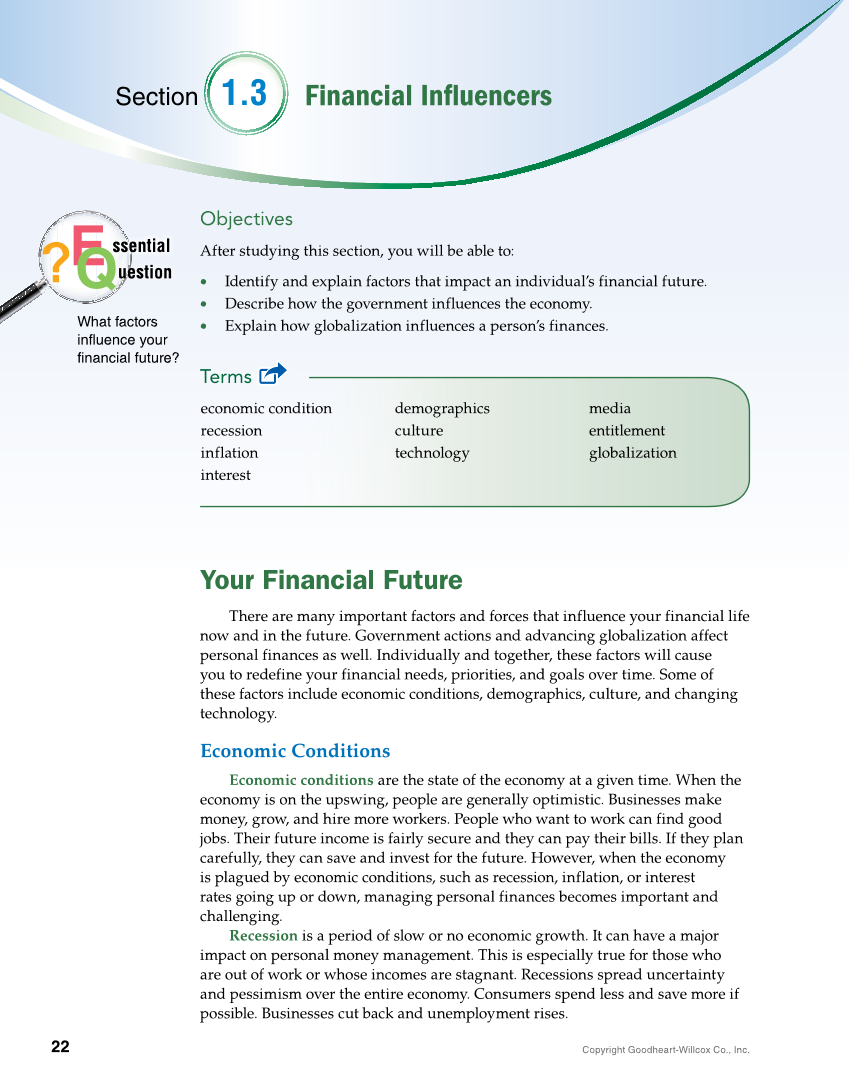 Foundations of Financial Literacy, 10th Edition page 22