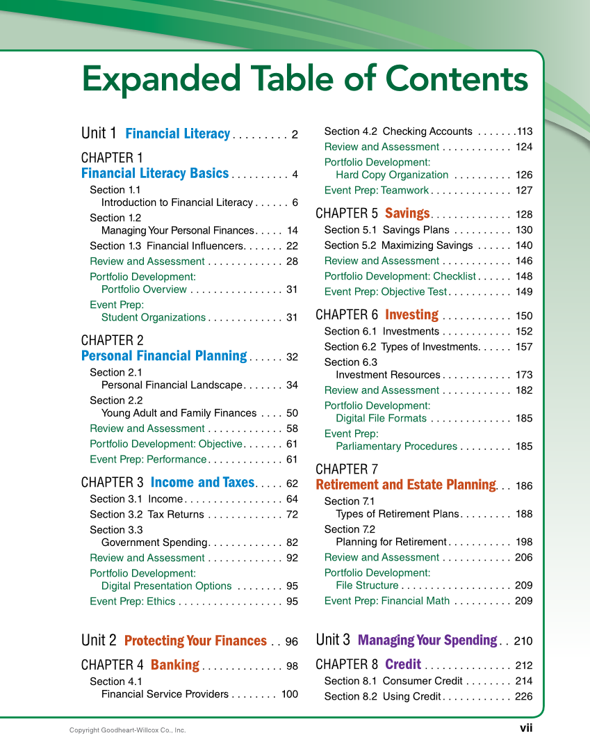 Foundations Of Financial Literacy 10th Edition Page Vii Foundations Of Financial Literacy 10th Edition Page Vii