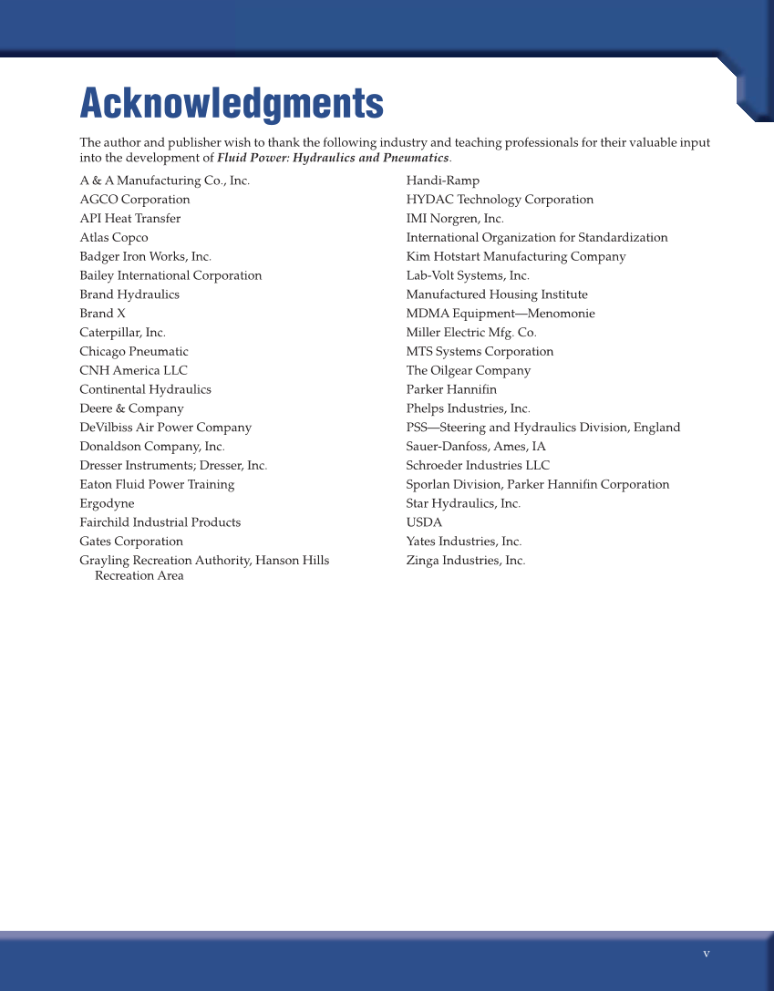 Fluid Power: Hydraulics and Pneumatics, 3rd Edition page v