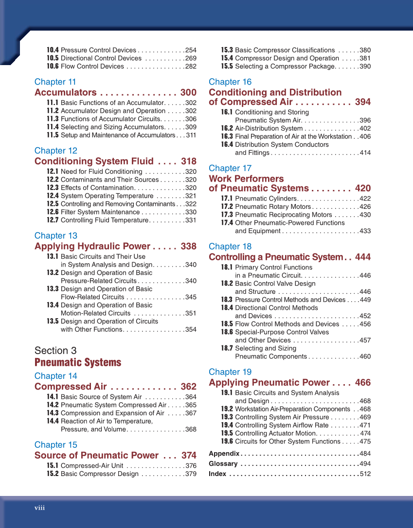 Fluid Power: Hydraulics and Pneumatics, 3rd Edition page viii