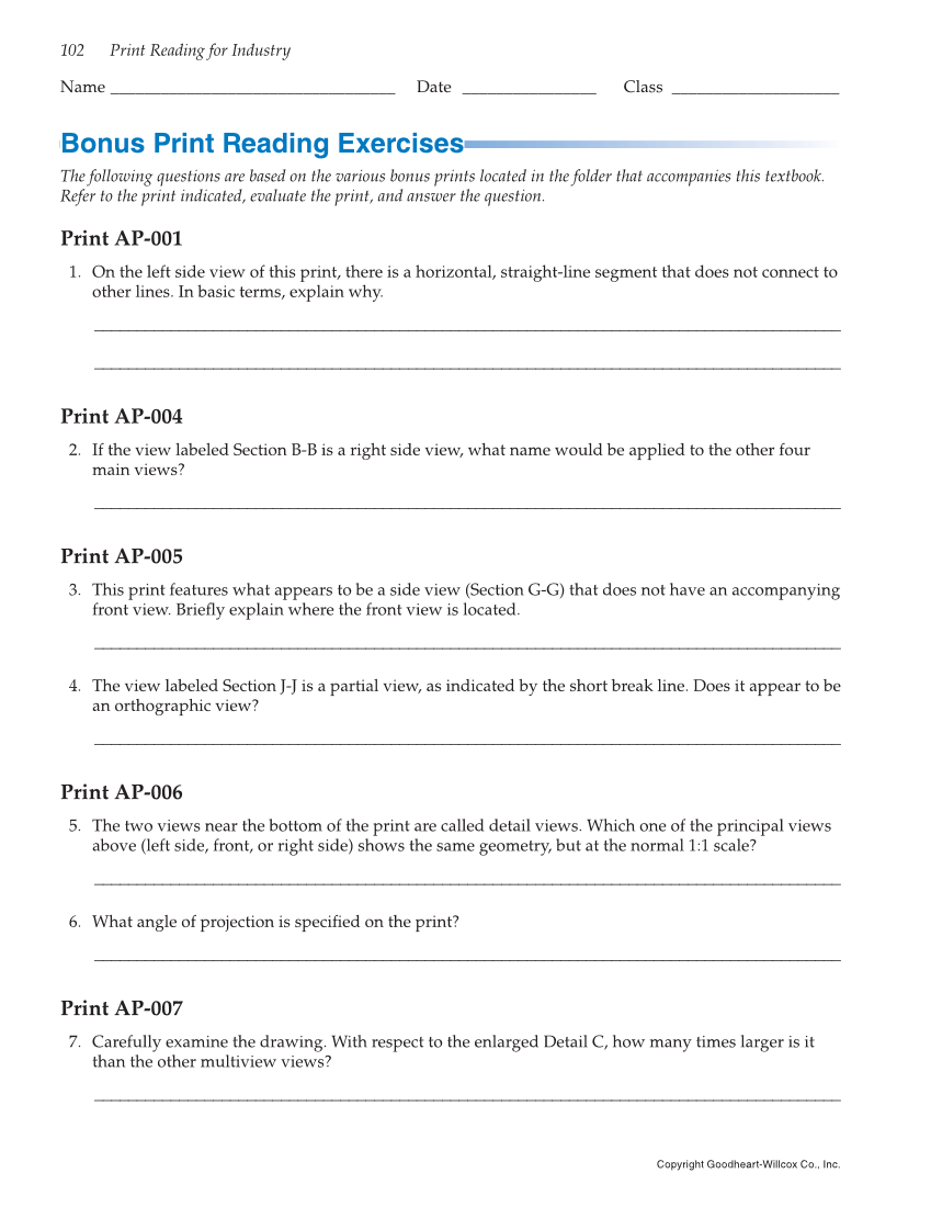 Print Reading for Industry, 10th Edition page 102
