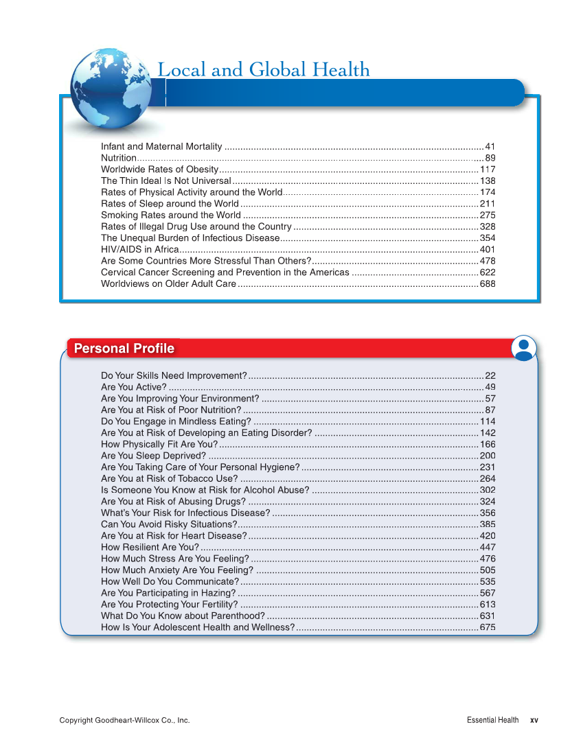 Essential Health, 2nd Edition page xv