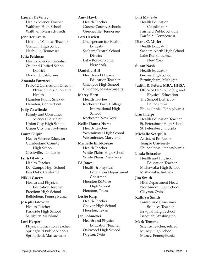 Essential Health 2nd Edition Page V