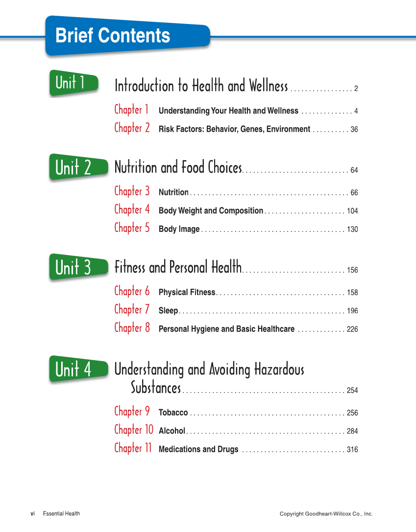 Essential Health 2nd Edition Page Vi