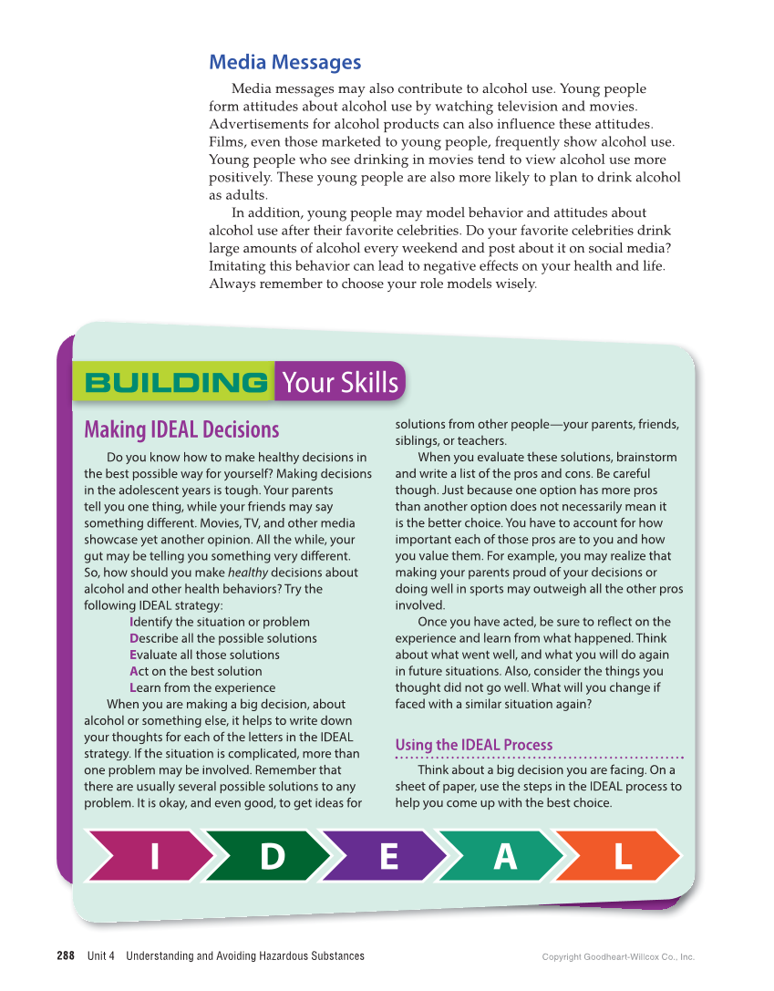 Essential Health Skills for Middle School, 1st Edition page 288