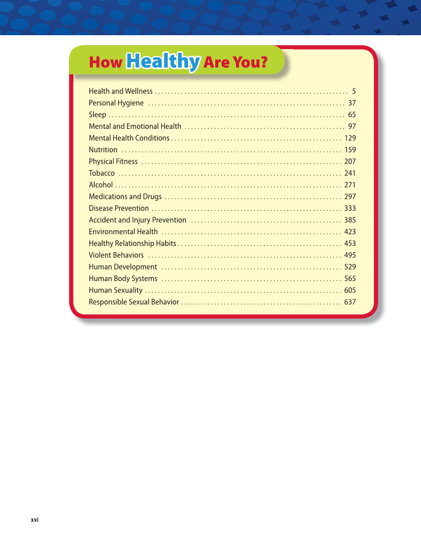 Comprehensive Health Skills for Middle School, 1st Edition page xvi