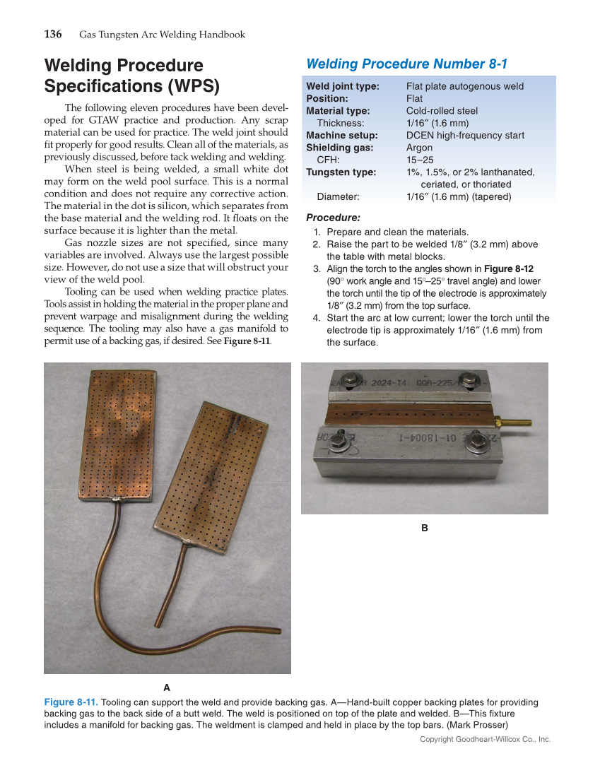 Gas Tungsten Arc Welding Handbook, 7th Edition page 136