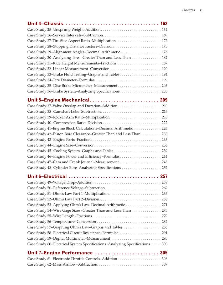 Math for Automotive Technicians, 1st Edition page xi