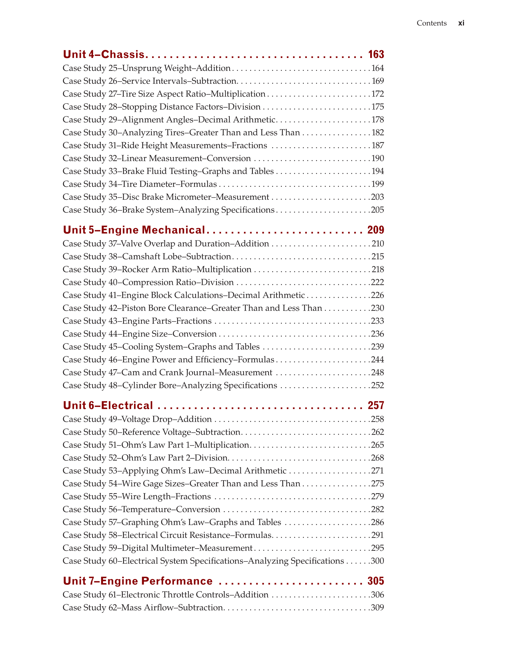 Math for Automotive Technicians, 1st Edition page xi