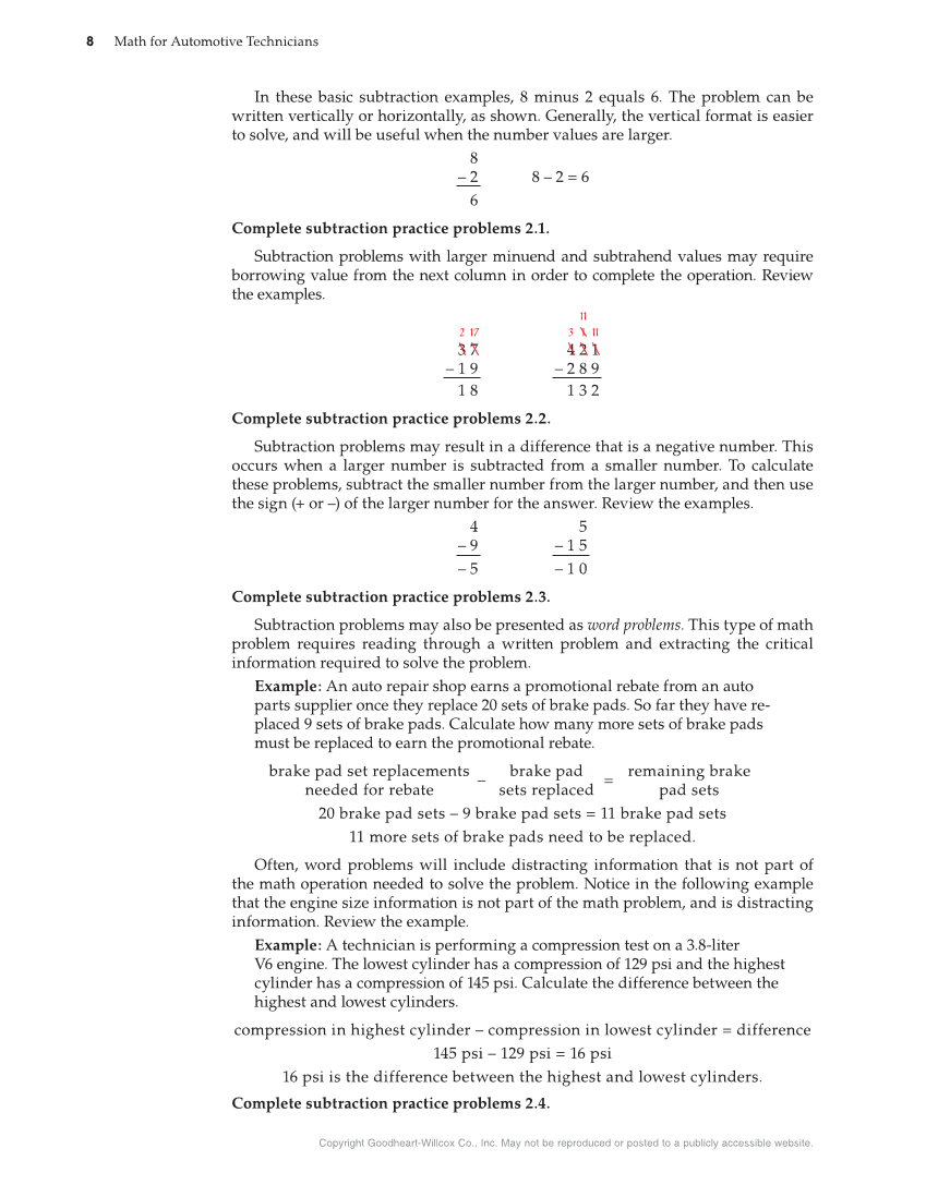 Math for Automotive Technicians, 1st Edition page 8