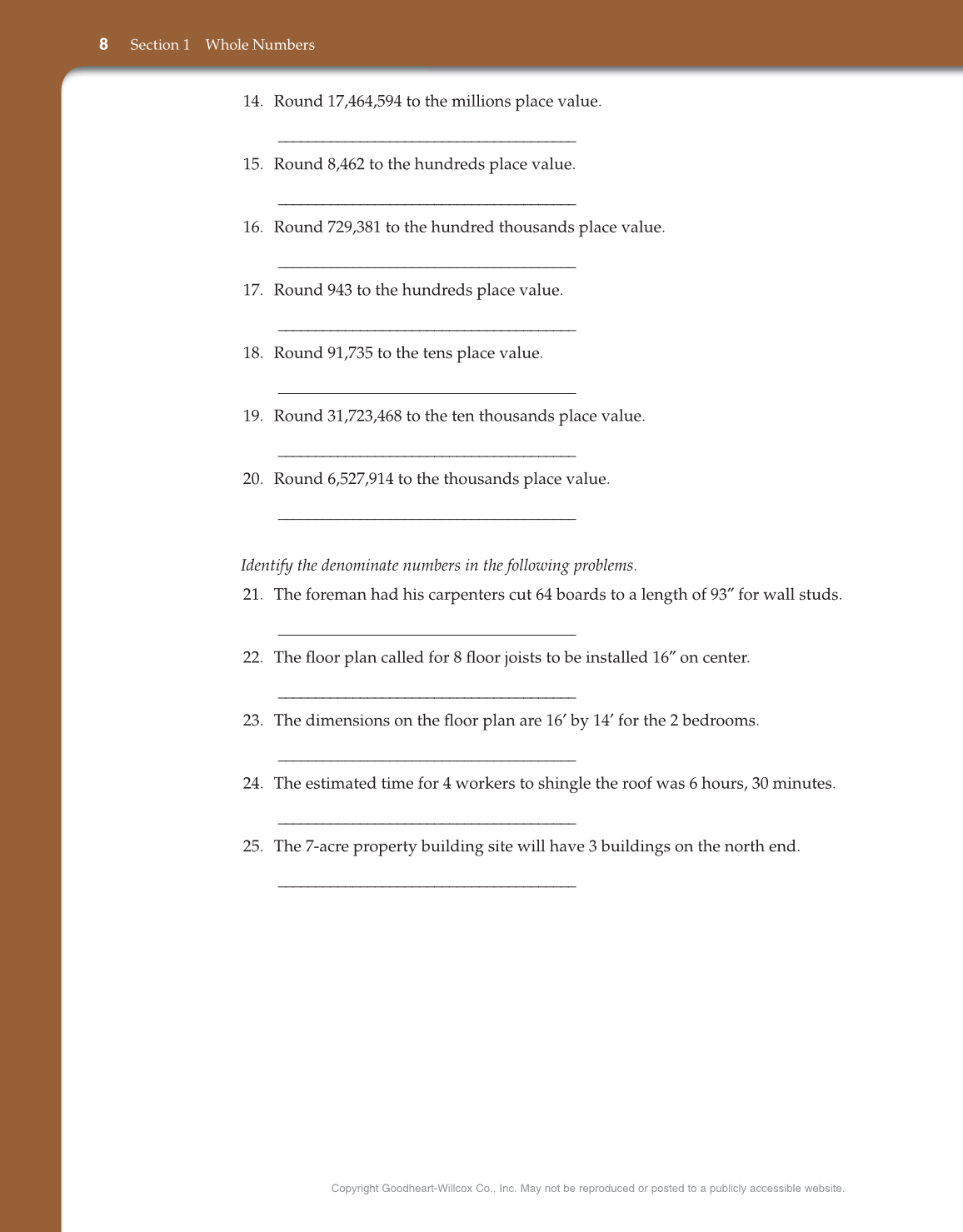 Math for Carpentry and Construction, 1st Edition page 8