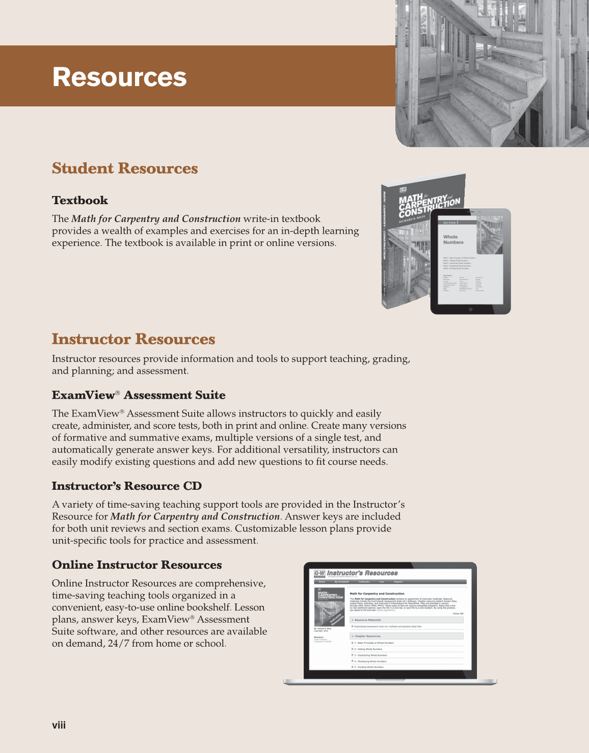 Math for Carpentry and Construction, 1st Edition page viii