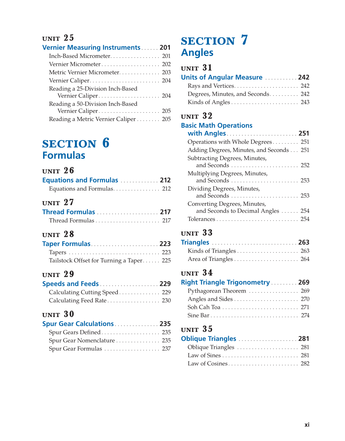 Math for Machinists, 1st Edition page xi