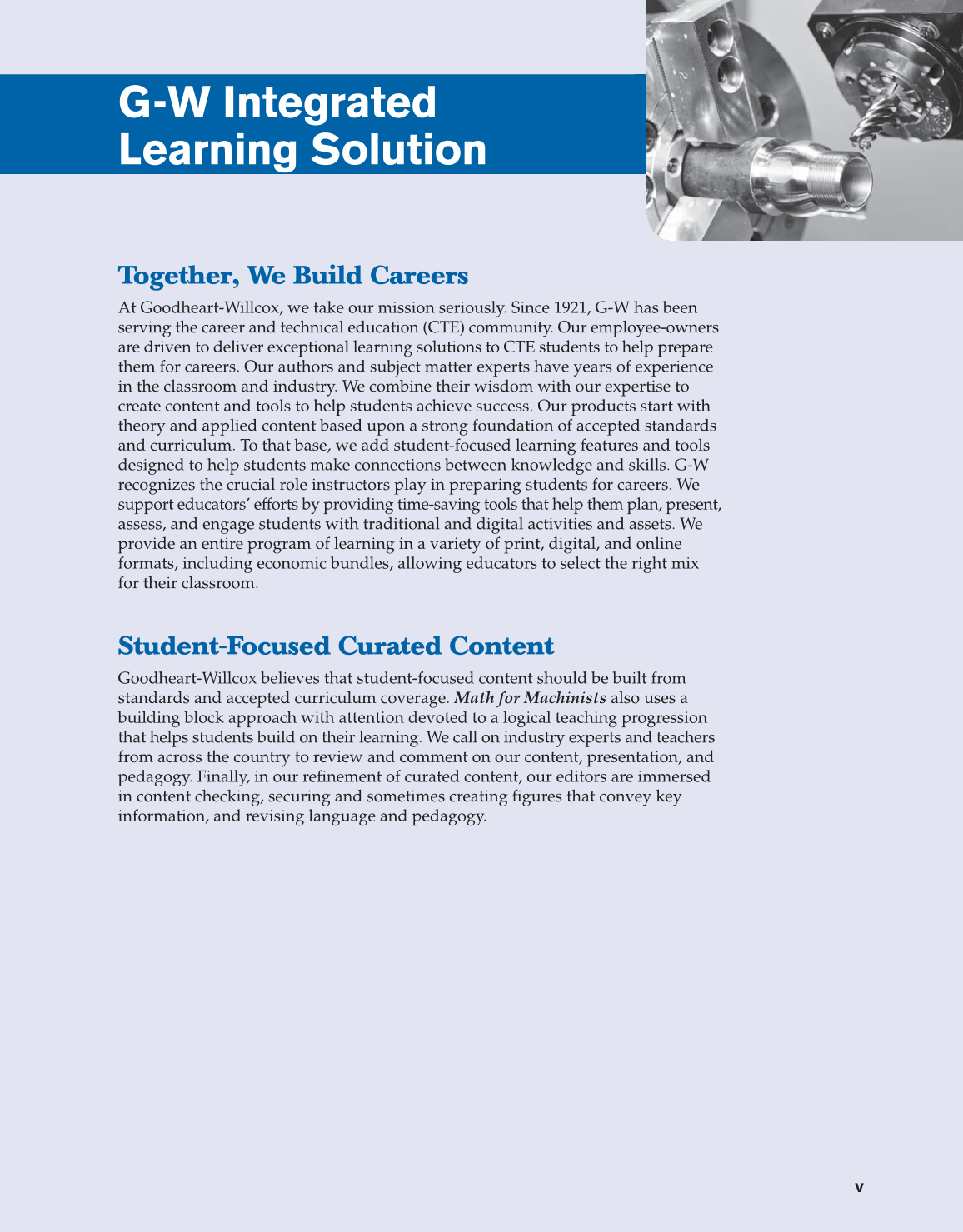 Math for Machinists, 1st Edition page v