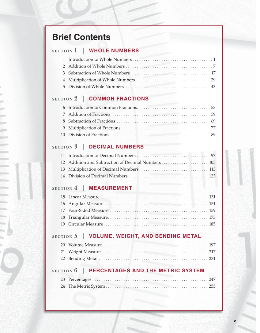 Math for Welders, 6th Edition page v